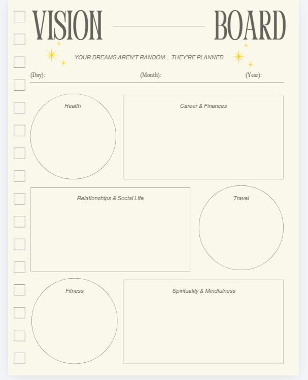 Vision Board Template Printable | Goal Planning Worksheet | Digital ...