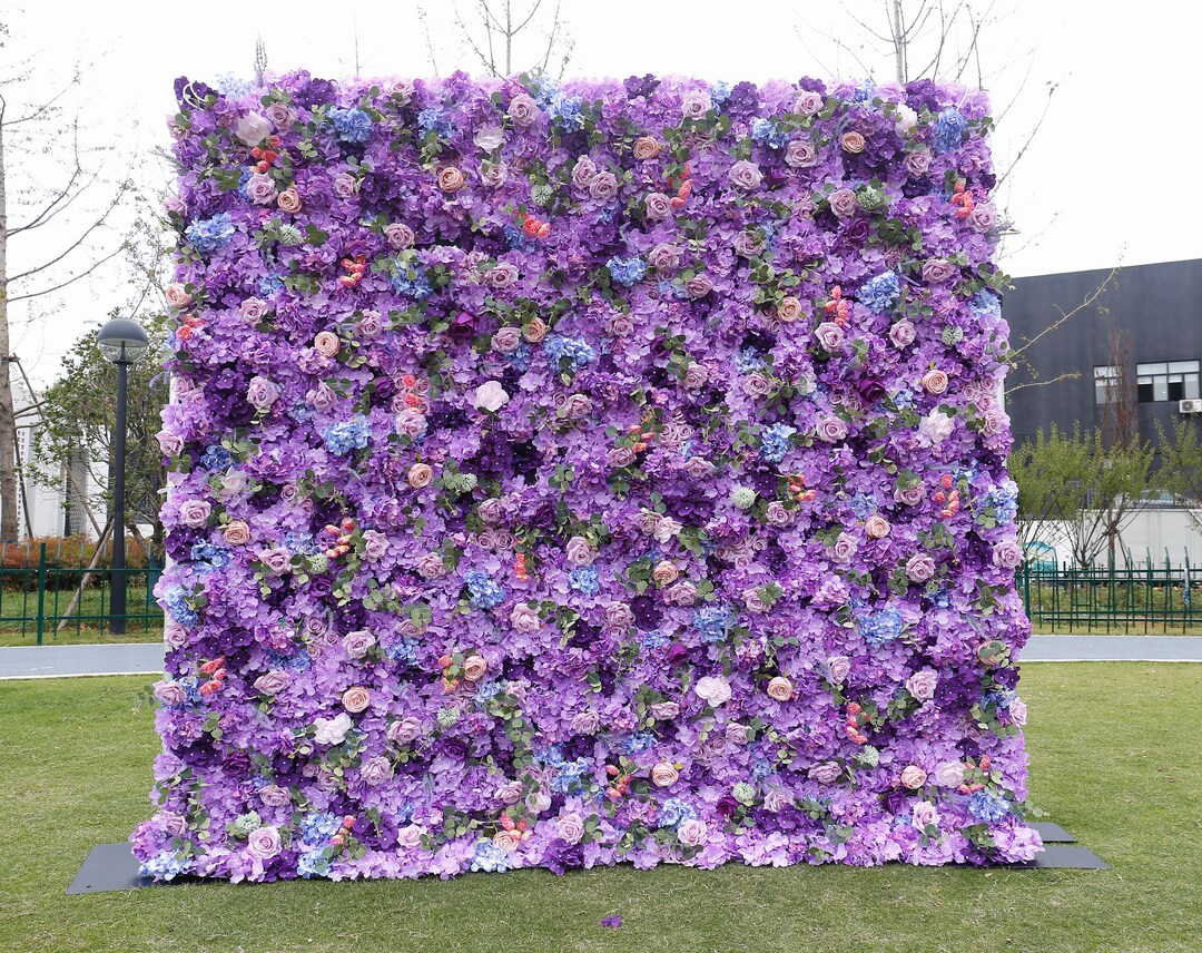 Multi-colors Flower Wall for Wedding,5-d Purple Artificial Flower Panel ...