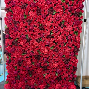 Red Rose Flower Wall 3-D Artificial Flower Panel Home Shop Party ...