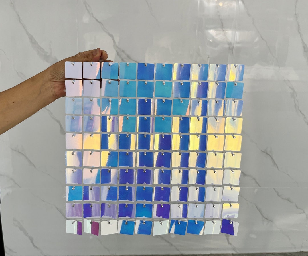 Gradient Blue Shimmer Wall Panels Square Sequin Shimmer Backdrop for ...