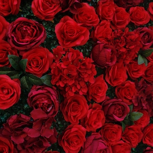 Red Rose Flower Wall 3-D Artificial Flower Panel Home Shop Party ...