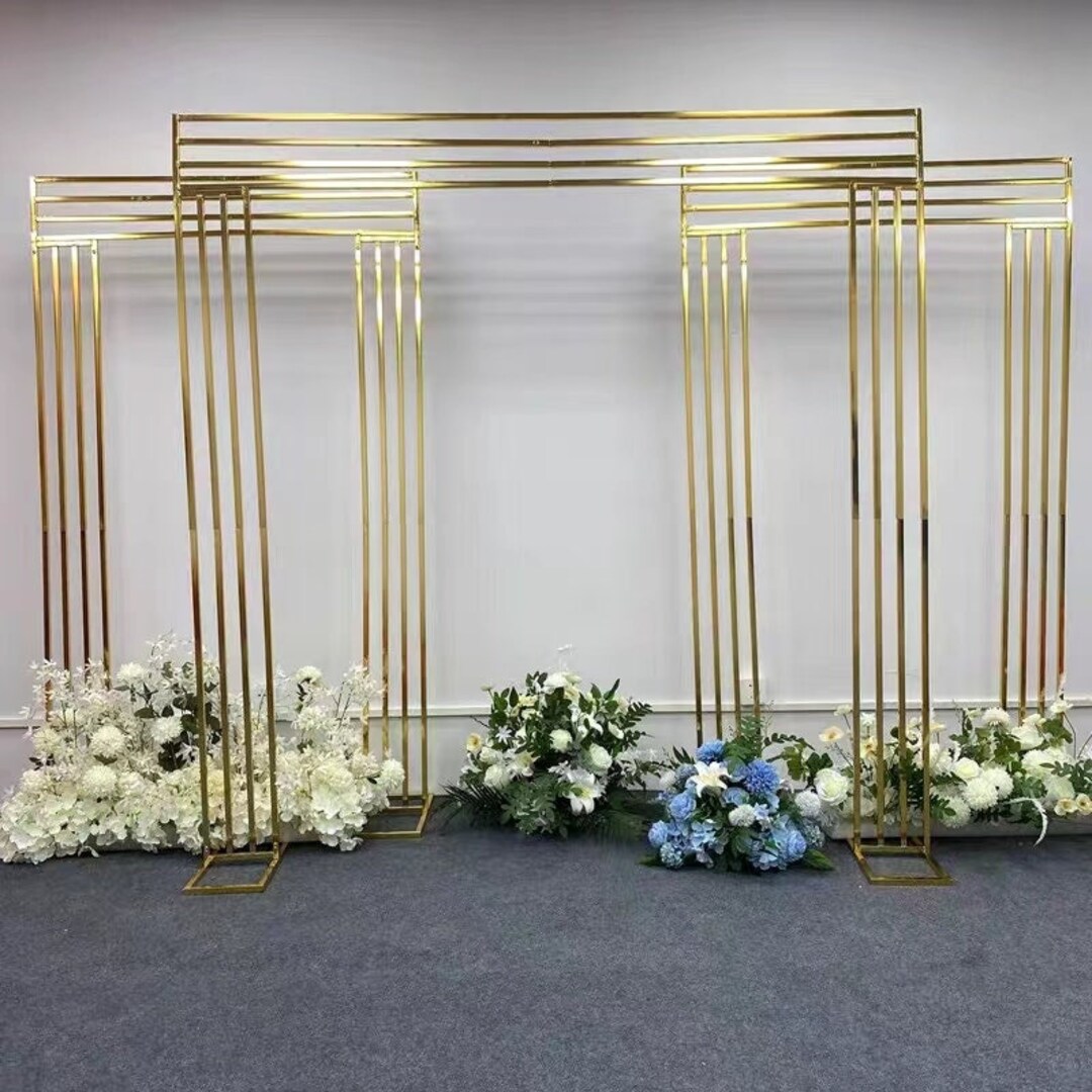 Golden Wedding Arch Backdrop Wedding Backdrops Metal Arch Ceremony ...