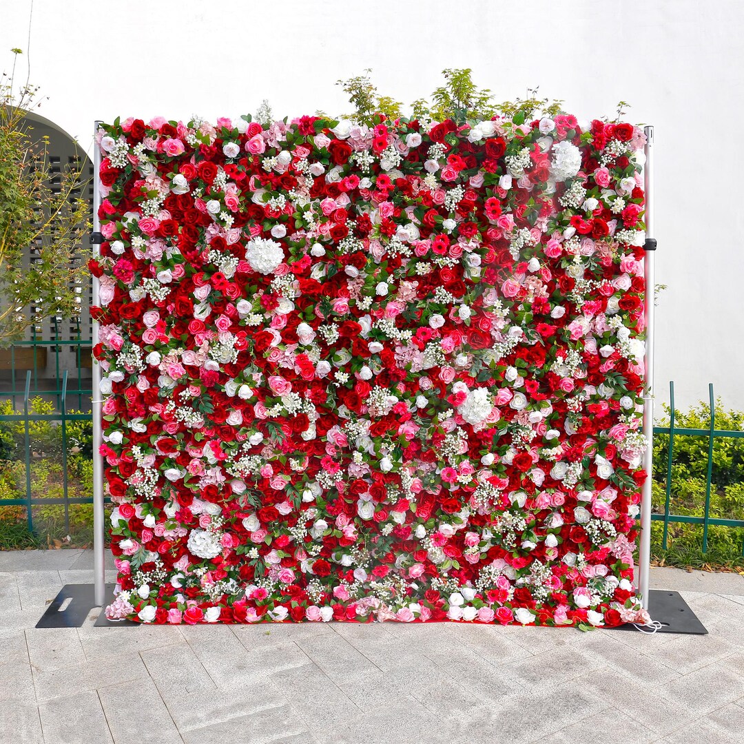 Multi-color Rose Flower Wall for Wedding Party High-density Flower Wall ...