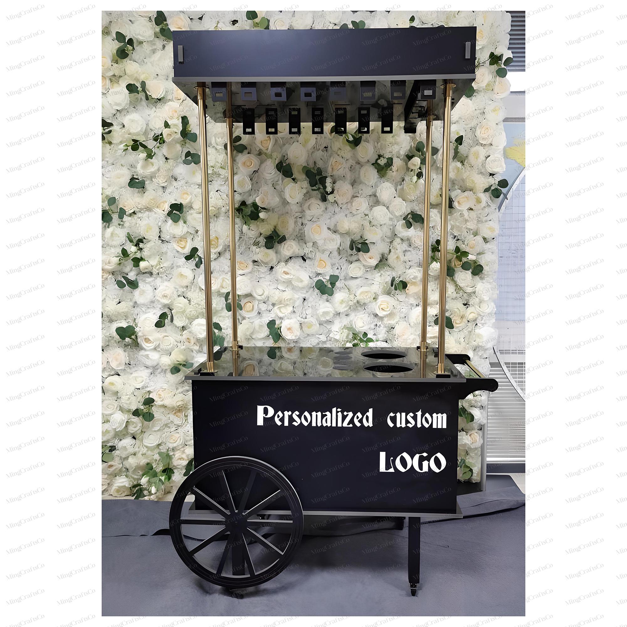 Luxurious Black Champagne Party Cart Gold Tube Customized Cart Wedding ...