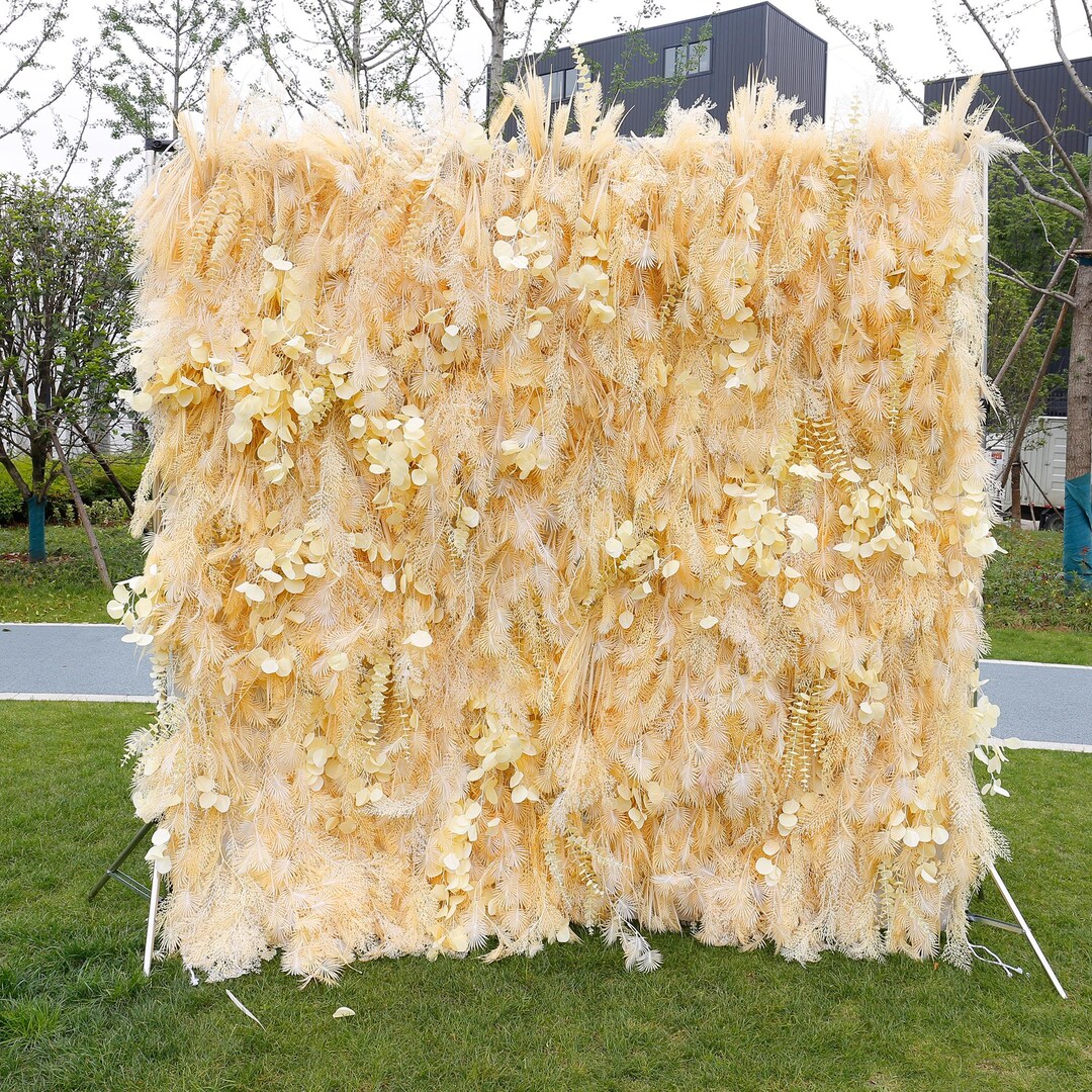 Yellow Mist Rime Flower Wall Artificial Flower Panel Wall Bakdrop Decor ...