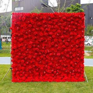 Red Rose Flower Wall for Wedding,5-d Artificial Flower Panel Bridal ...