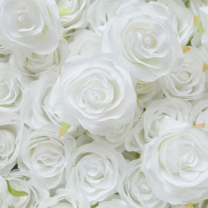 3D White Rose Flower Wall Artificial Flower Panel Home Shop Wall Decor ...