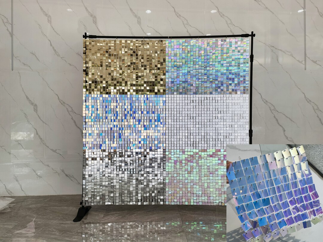 Gradient Blue Shimmer Wall Panels Square Sequin Shimmer Backdrop for ...