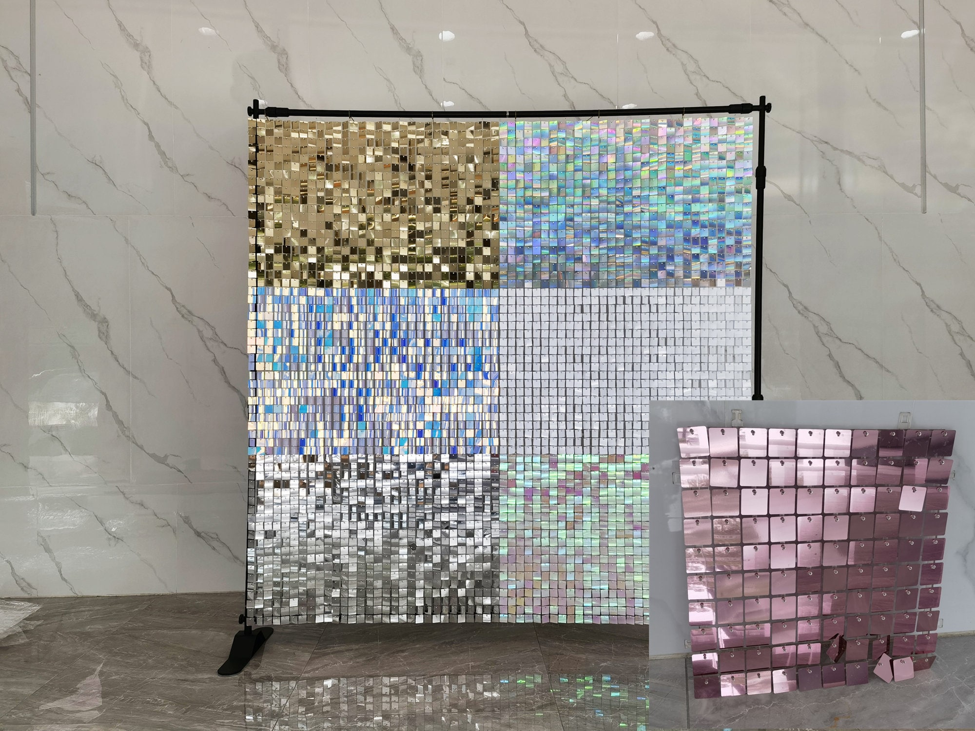 Rose Pink Square Sequin Shimmer Panels Shimmer Wall Backdrop - Etsy