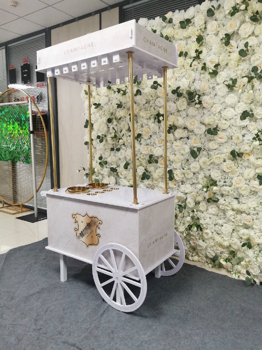 Custom Champagne Cart Marble Pattern Party Cart Wedding Decor ...