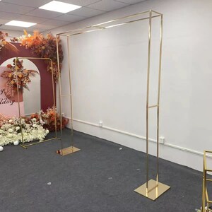 6.6ft Shiny Gold Metal Frame Wedding Arch Backdrop , Rectangular ...