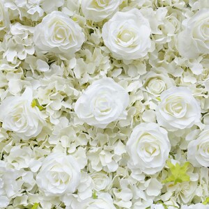 White Rose Flower Wall on Fabric Cloth Artificial Flower Home Shop Wall ...