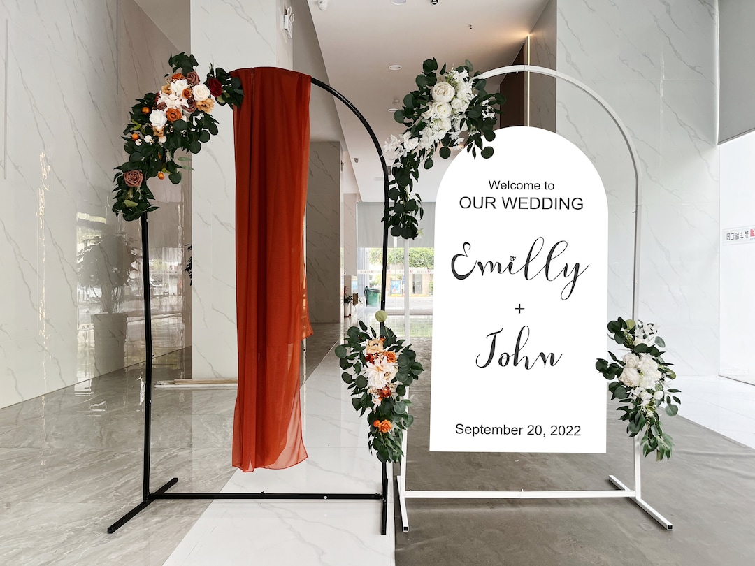Welcome Sign Arch Stand for Wedding Party Floral Archway Ceremony Arch ...