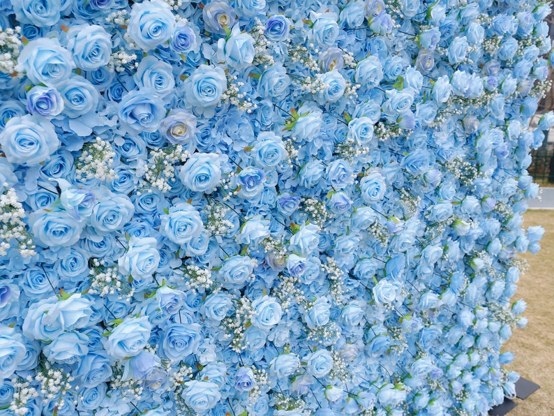 Blue Rose Flower Wall for Wedding,artificial Flower Panel on Cloth ...