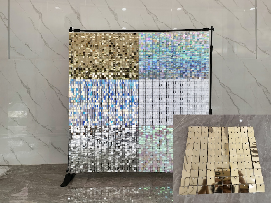 Light Gold Square Sequin Shimmer Panels Shimmer Wall Backdrop for ...