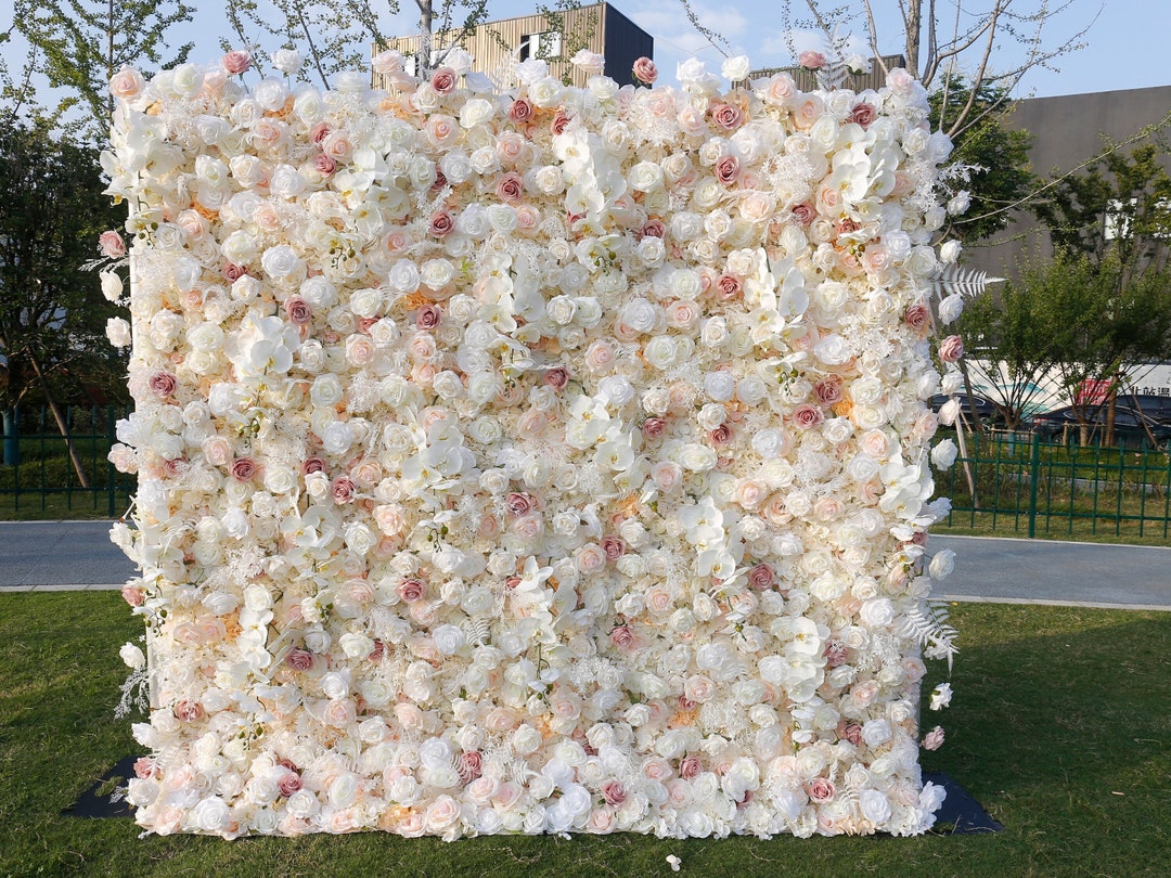 White Pink 5D Flower Wall on Cloth Wedding Party Photo Backdrop Top ...