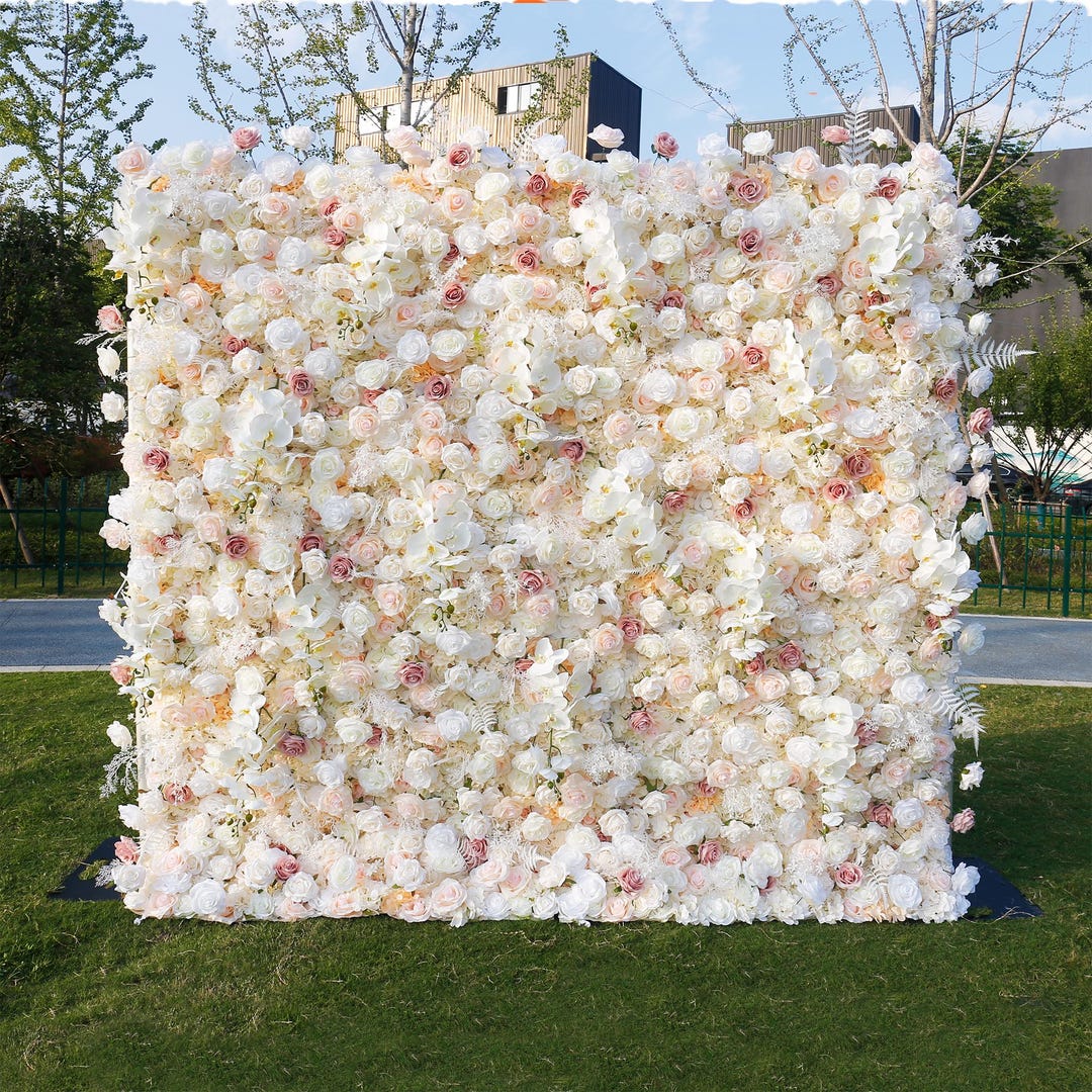 White Pink 5D Flower Wall on Cloth Wedding Party Photo Backdrop Top ...
