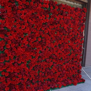 Red Rose Flower Wall 3-D Artificial Flower Panel Home Shop Party ...