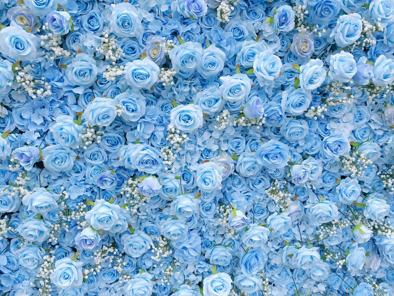 Blue Rose Flower Wall for Weddingartificial Flower Panel on - Etsy