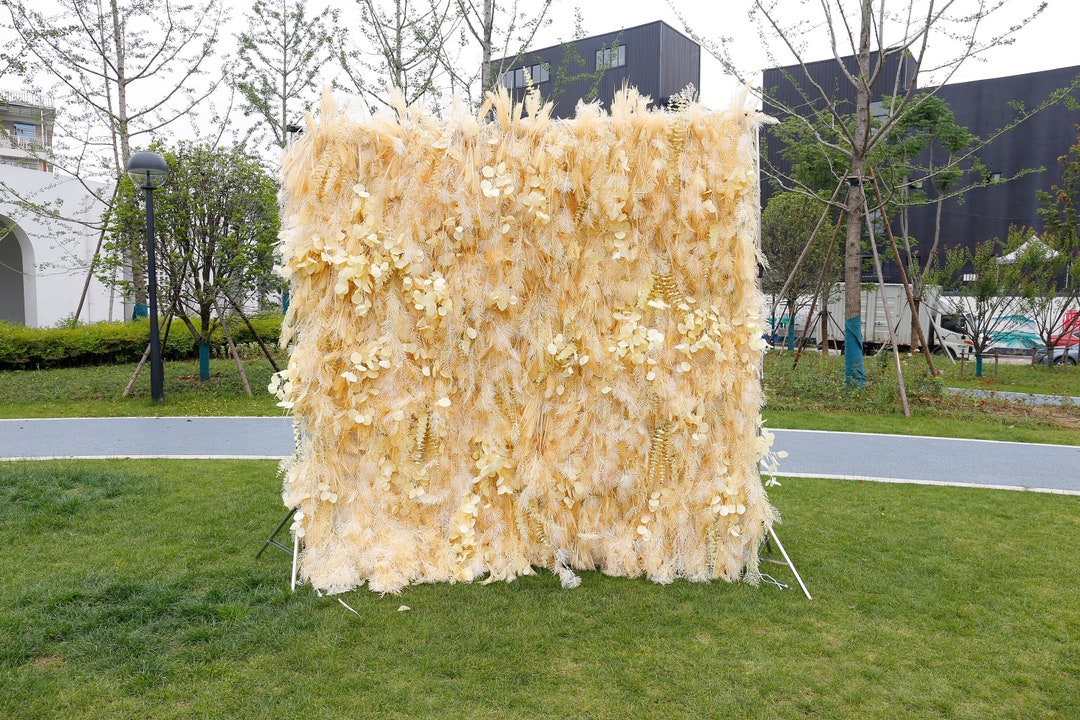 Yellow Mist Rime Flower Wall Artificial Flower Panel Wall Bakdrop Decor ...