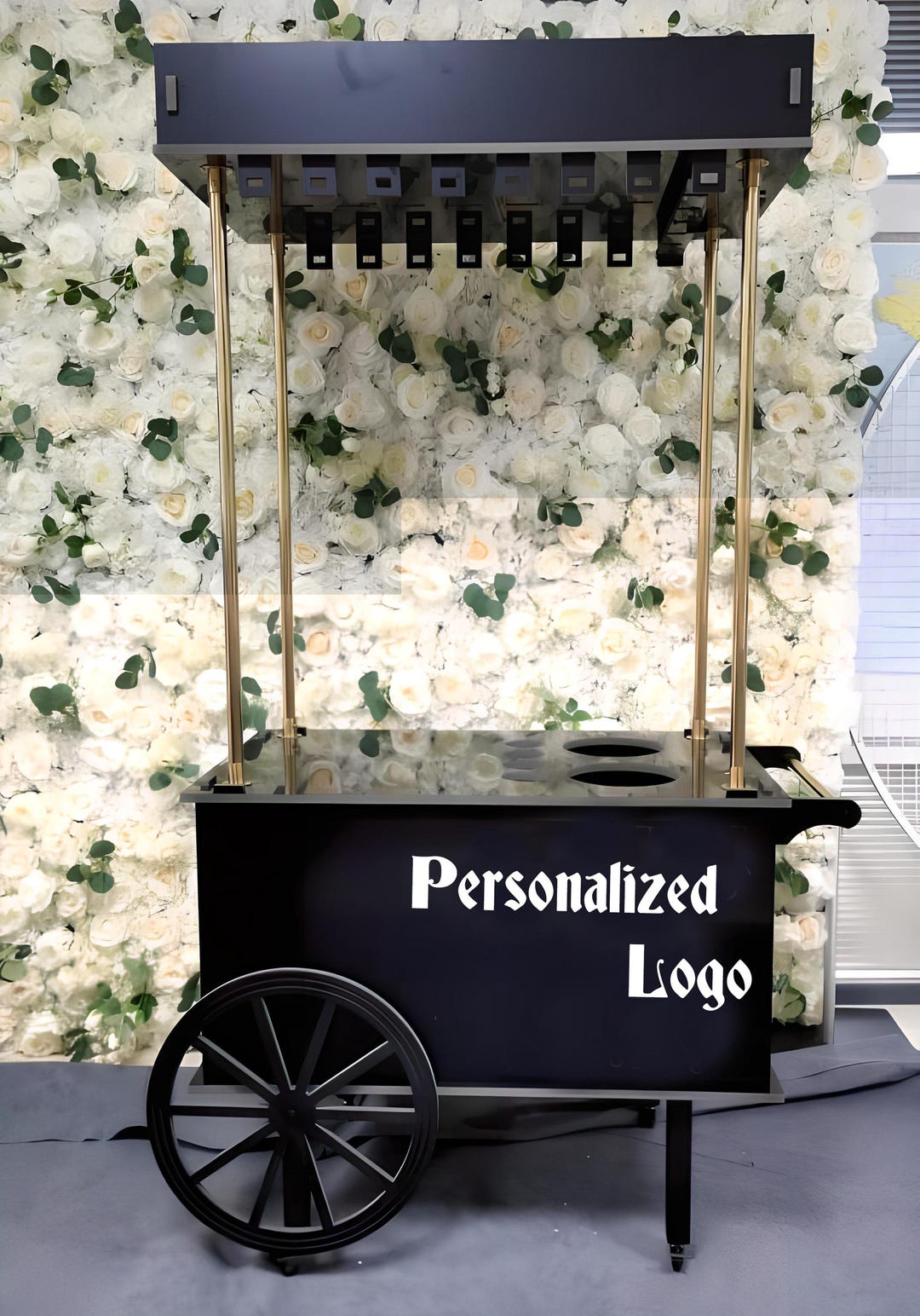 Luxurious Black Champagne Party Cart Gold Tube Customized Cart Wedding ...