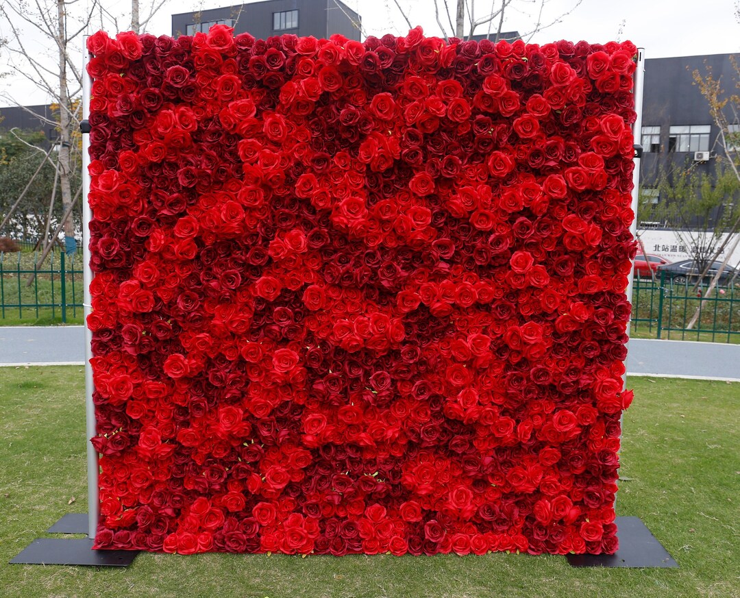 5D Red Rose Flower Wall for Wedding,artificial Flower Panel Bridal ...