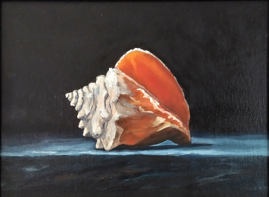 Sea shell Painting Original Art Oil Painting Sea Shell | Etsy