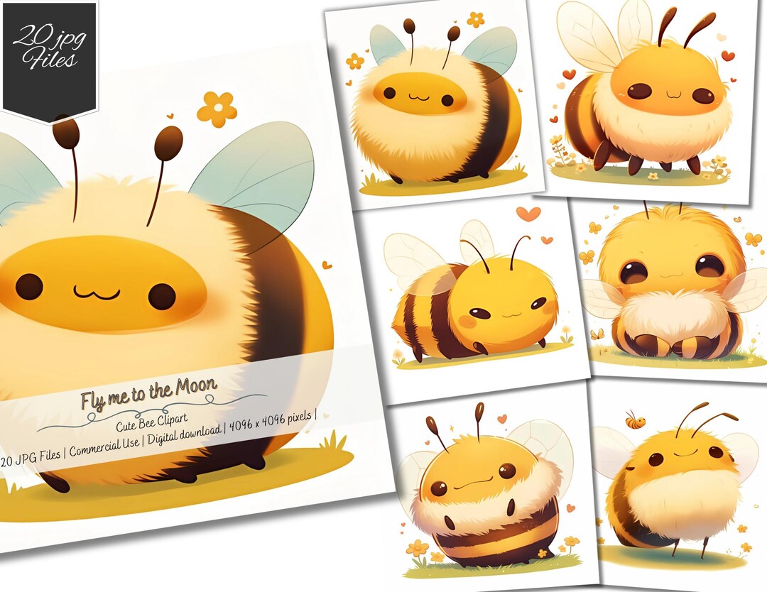 Bee Watercolor Clipart: Fly Me to the Moon, Junk Journal (digital ...