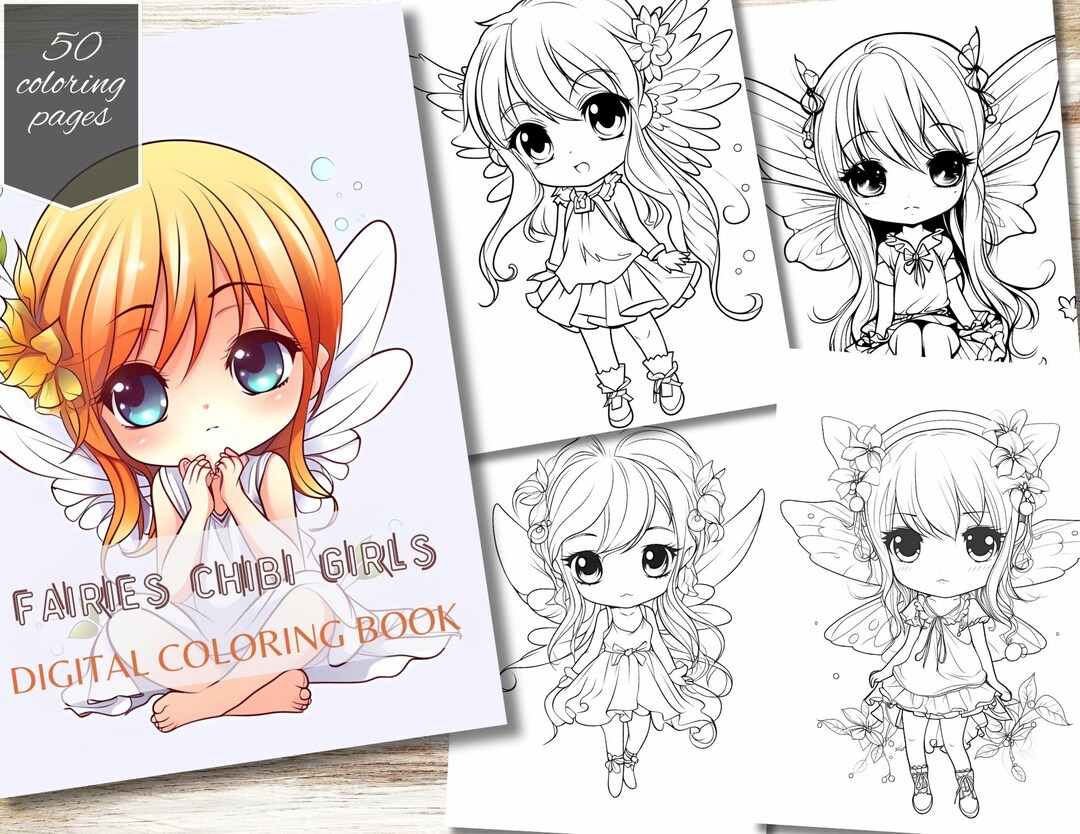 Fairy Chibi Girls: Coloring Book Full of Cute and Beautiful Fairies ...