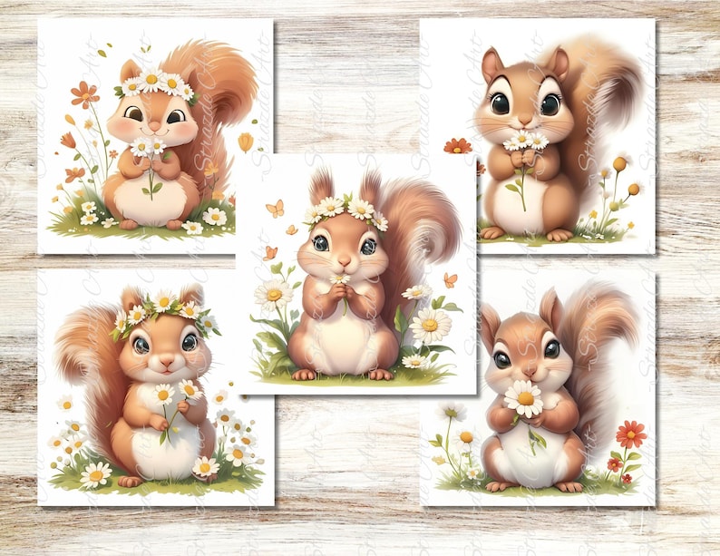 15 JPG Cute Little Squirrels Clipart, Watercolor Clipart, Junk ...