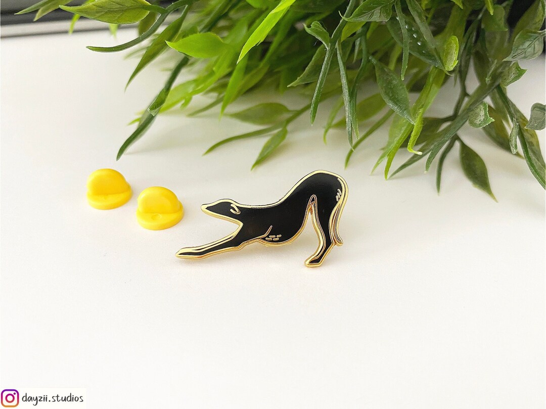 Black Stretching Greyhound Enamel Pin Greyhound Badge Accessory Gifts ...