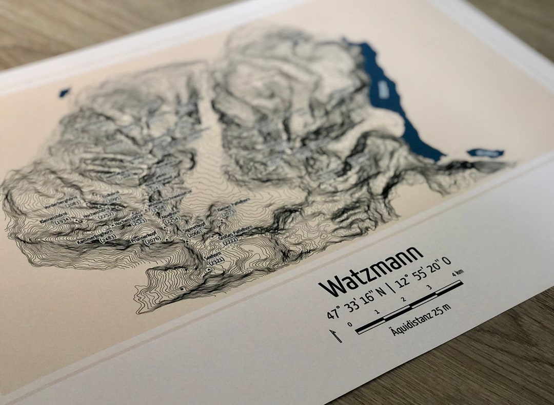 Poster Watzmann Map Topography - Etsy