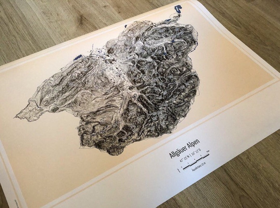 Allgäu Alps Contour Map Print 30 X 40 Cm or 50 X 70 Cm - Etsy UK