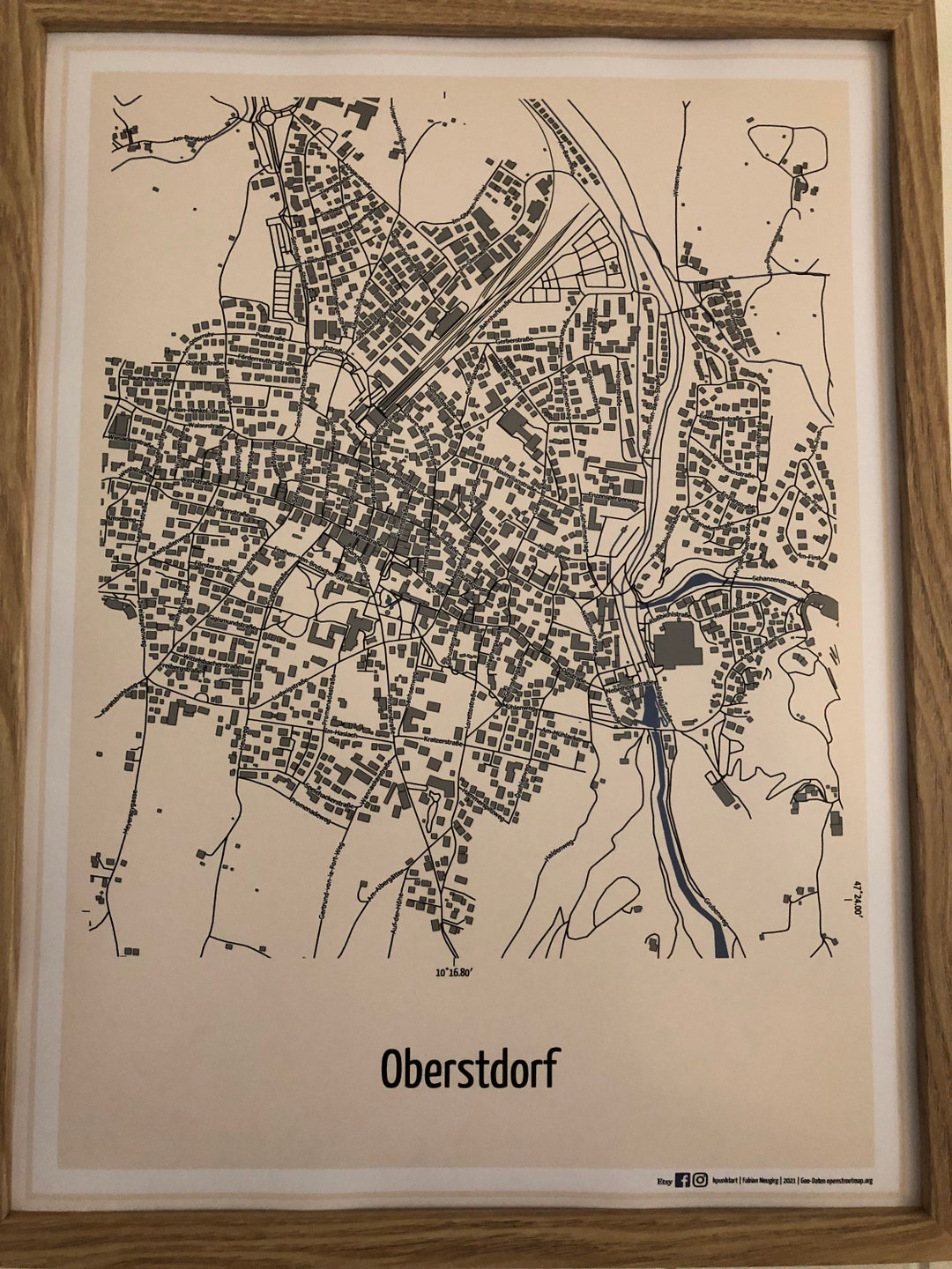 Town Map of Oberstdorf, 30 X 40 Cm Print - Etsy
