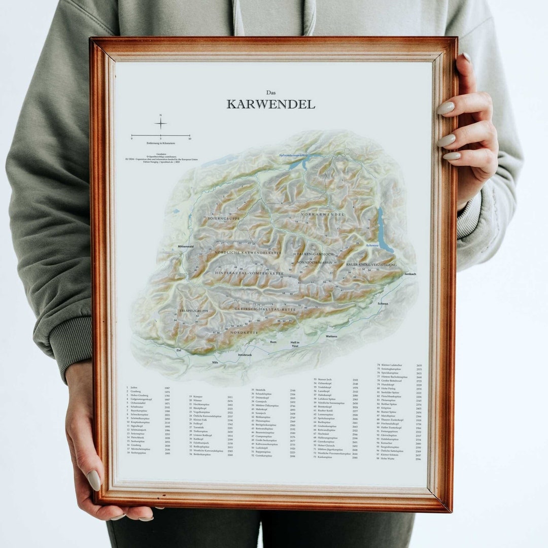 Karwendel Relief Map 40 X 50 Cm - Etsy