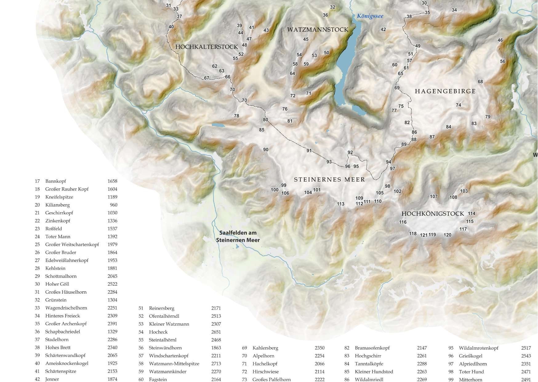 Berchtesgaden Alps Relief Map 50 X 40 Cm - Etsy