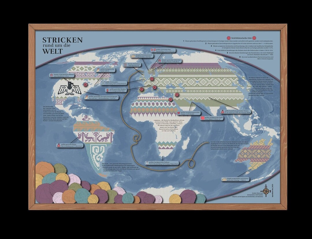 Knitting Around the World World Map With Records, Patterns and History ...