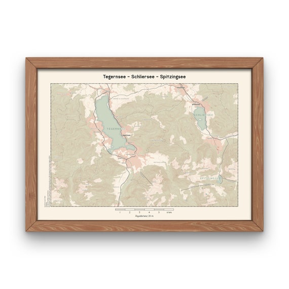 Tegernsee Schliersee Spitzingsee Vintage Map Bavaria - Etsy