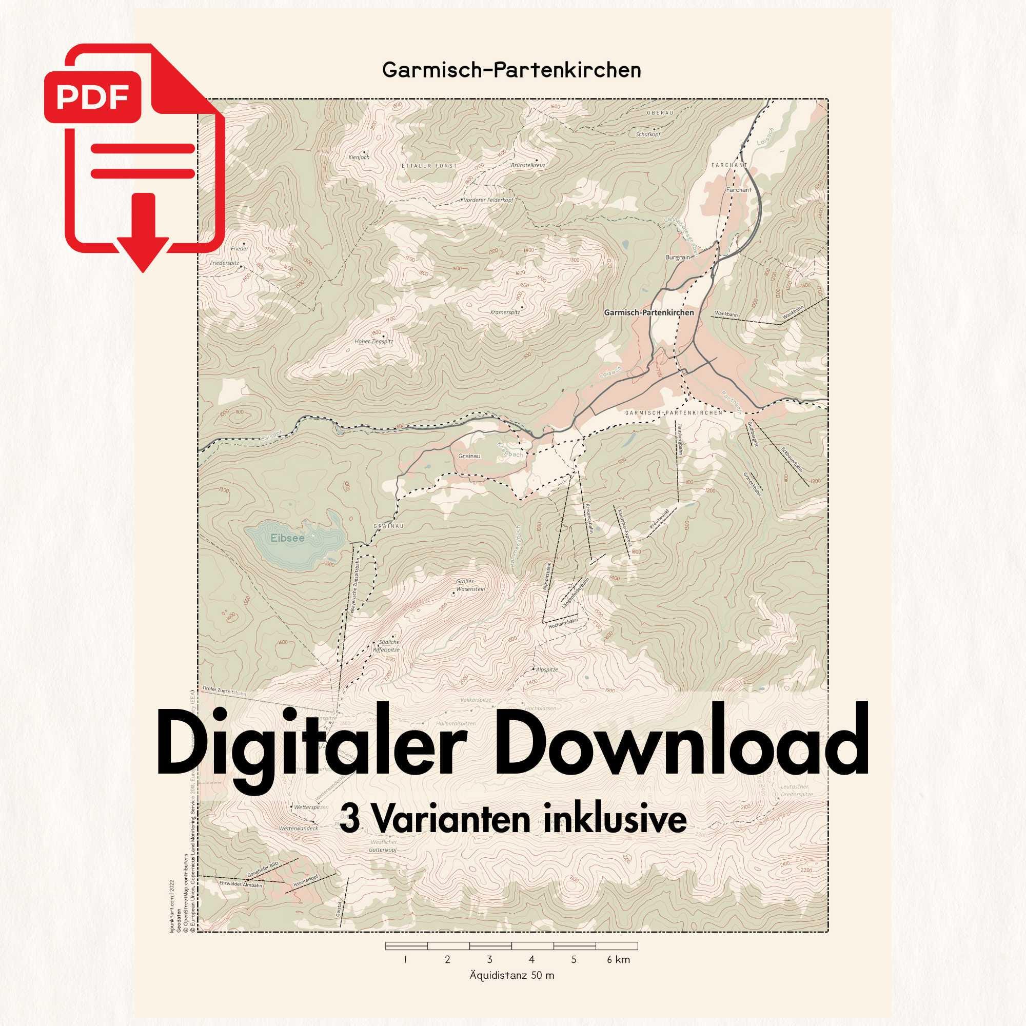 Garmisch-partenkirchen Vintage Map of Bavaria – Digital Download | 3 ...