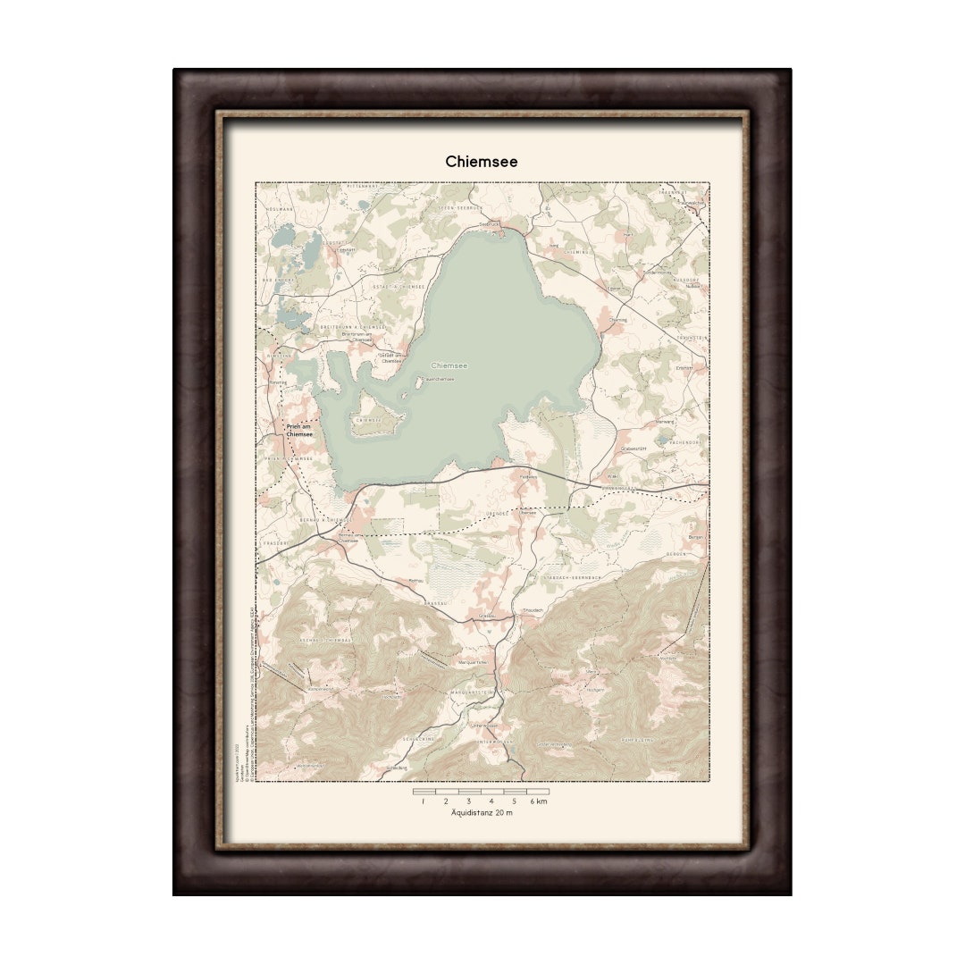Chiemsee - Vintage Map of Bavaria - Etsy