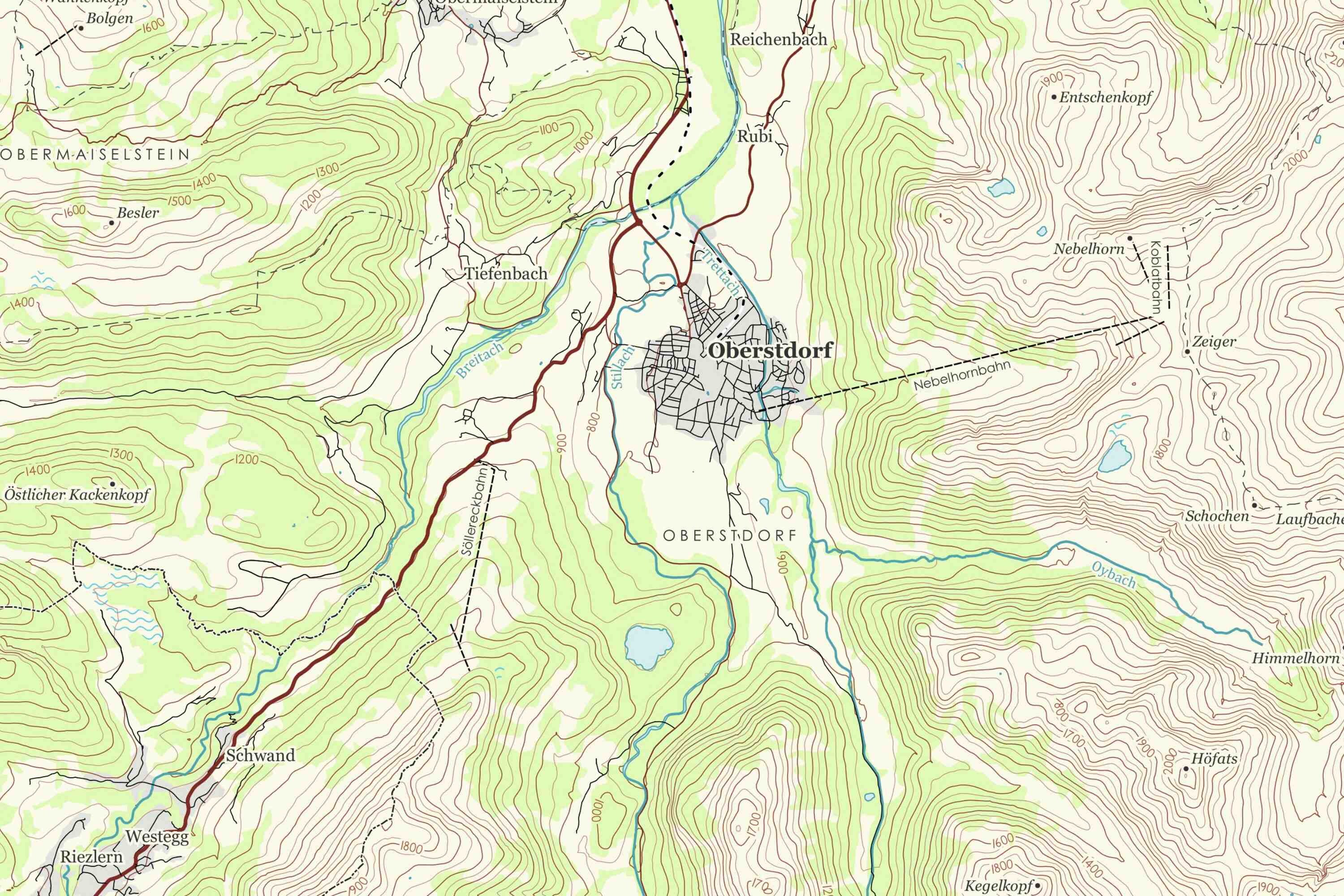 Oberstdorf - Vintage Topographische Landkarte, Oberstdorf und Allgäuer ...