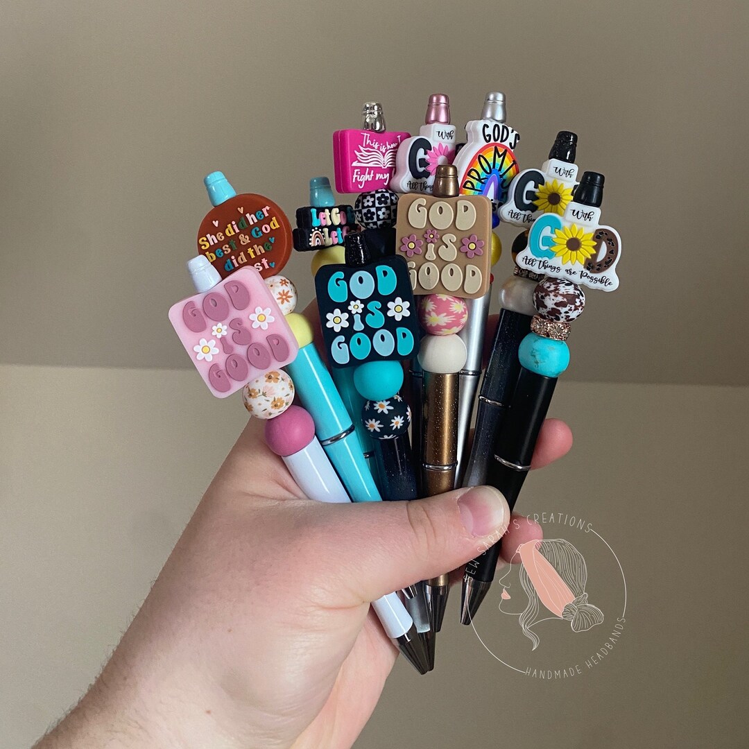 Faith Beaded Ink Pens Choose Your Design Cute Pens Silicone Beaded Pens ...