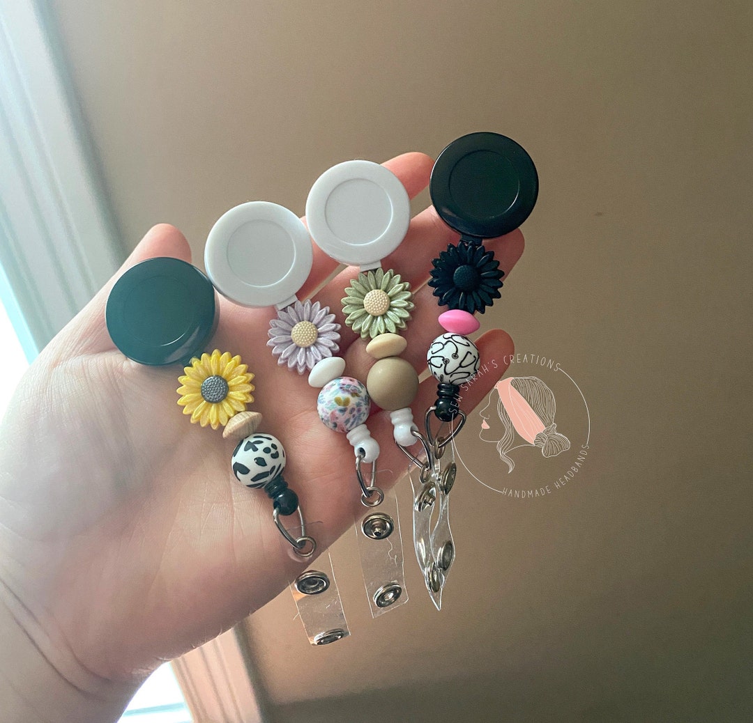 Opal Sunflowers Badge Reel Alligator Swivel Clip Badge Reels Floral ...