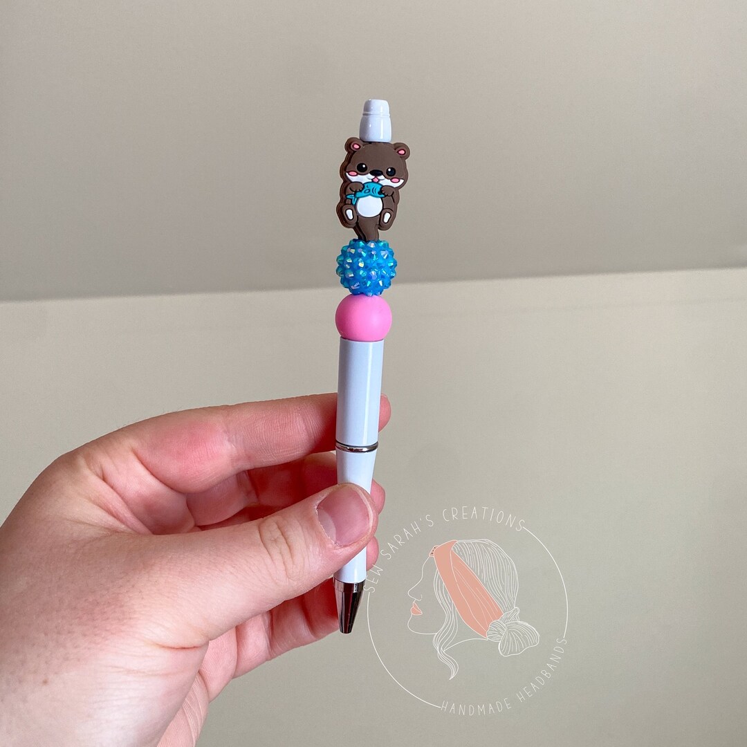 Ollie the Otter Beaded Ink Pen Cute Pens Silicone Beaded Ink Pens ...