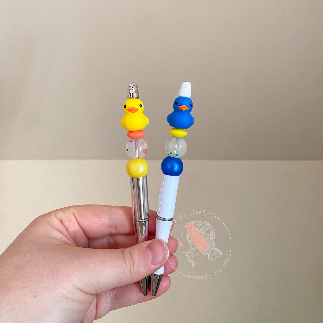 Quack Beaded Ink Pen Cute Pens Silicone Beaded Ink Pens Rubber Duck Ink ...