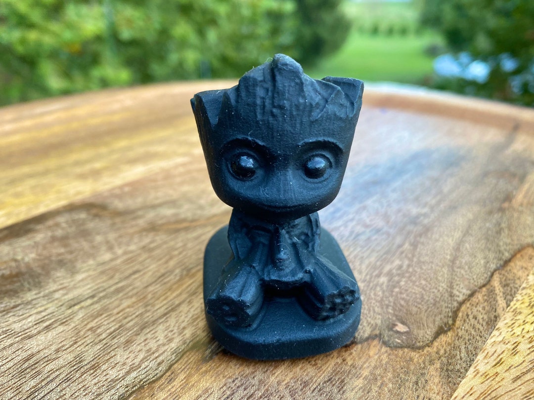 Black Obsidian Groot Carving, Black Obsidian Superhero, Crystal Groot ...