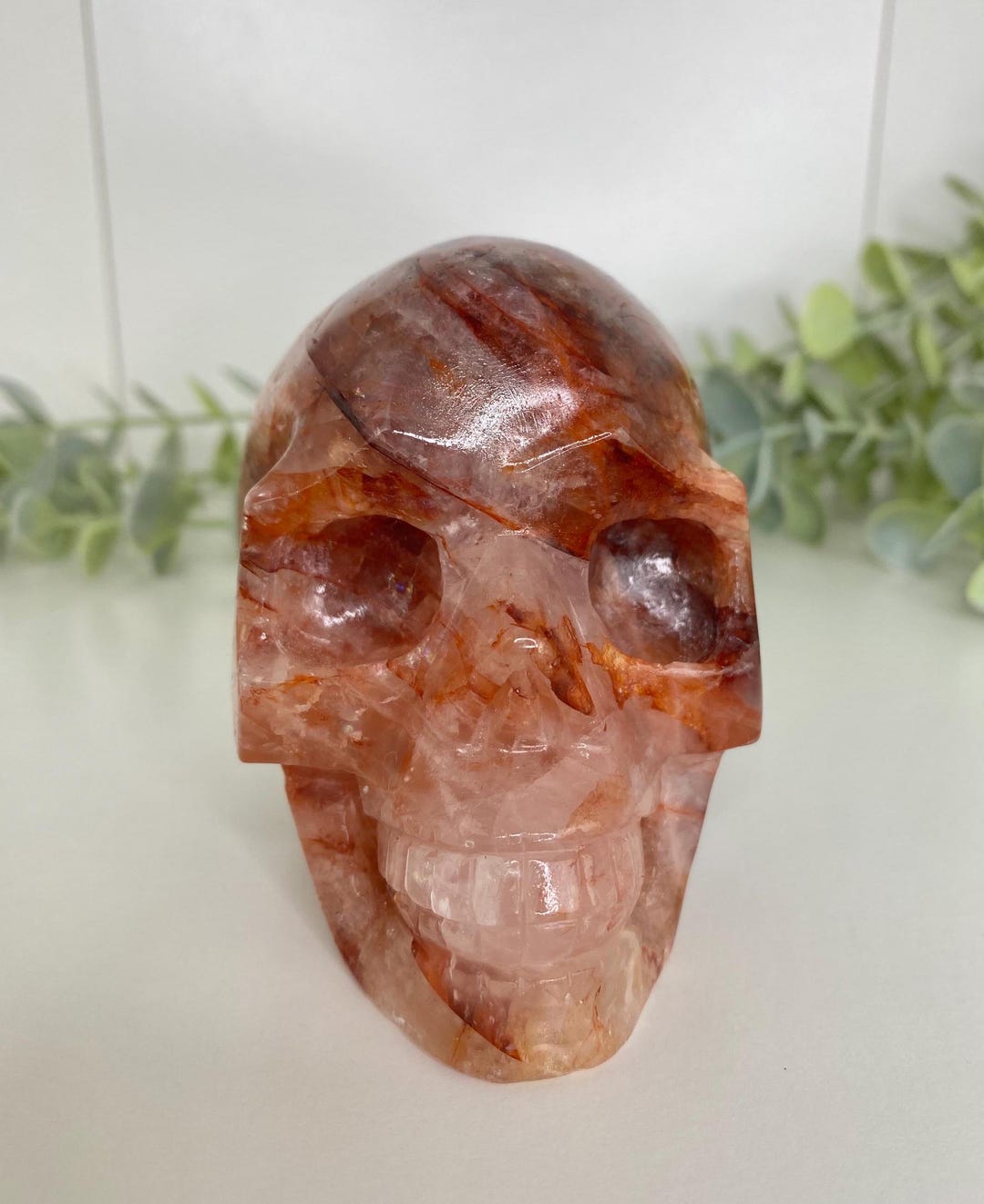 Fire Quartz Skull, Hematoid Crystal Skull, Red Crystal Skull Carving ...