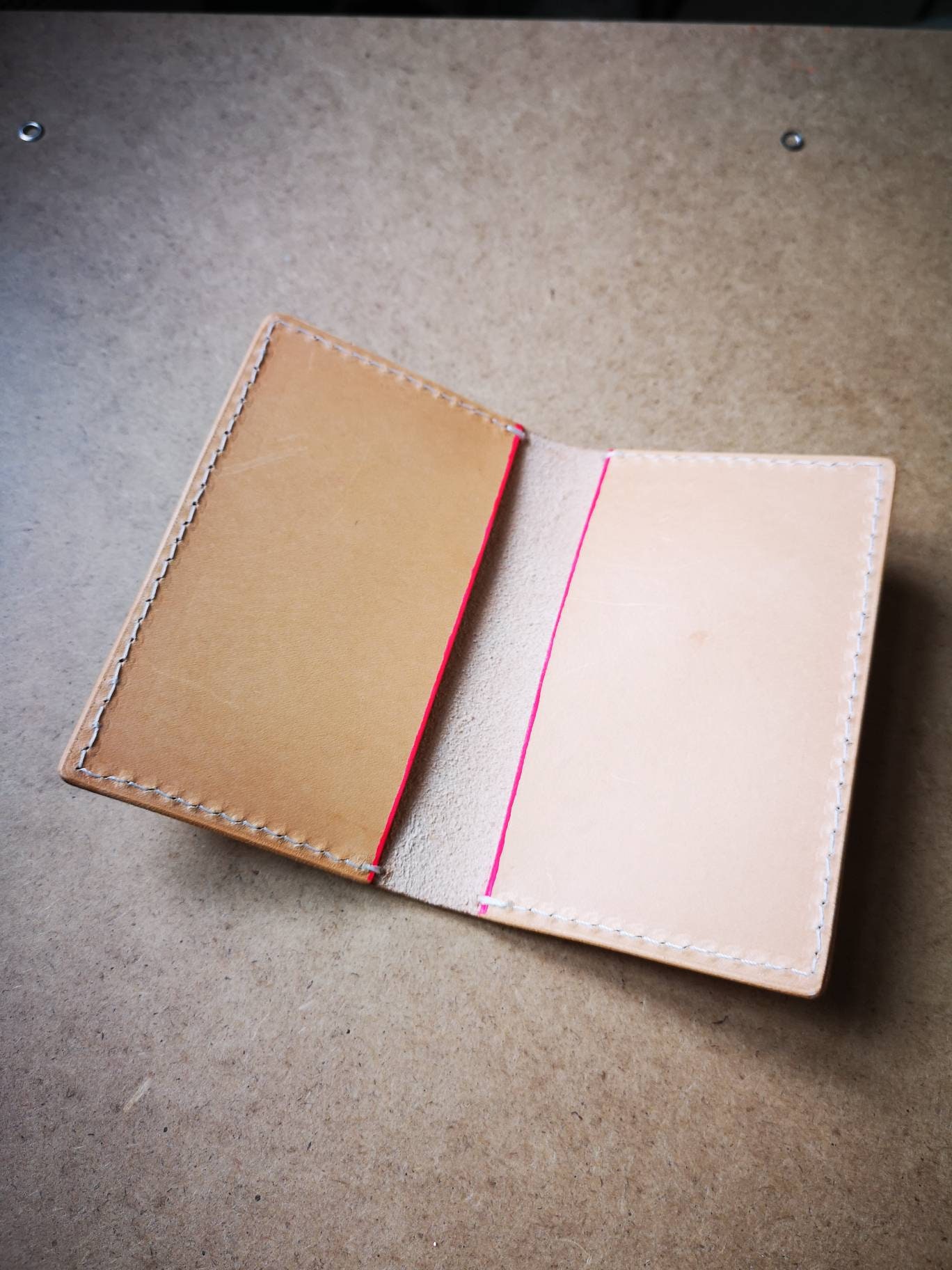 NEON Pink Clouds 8-card Wallet. Made in UK Using Real Vegetable Tanned ...