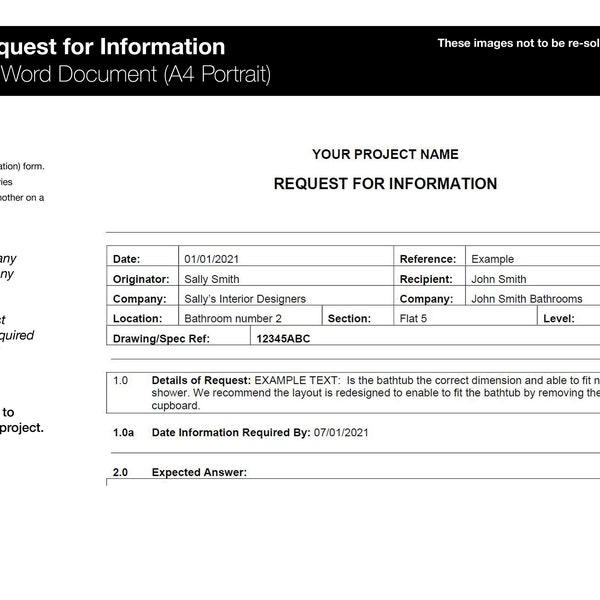 Request for Information Template - Etsy