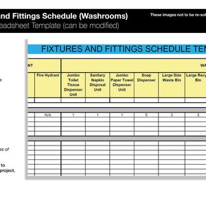 Fixture and Fittings Template (for Washrooms) in Microsoft Excel Format ...